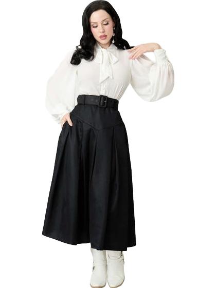 UNIQUE VINTAGE Pleated Midi Skirt
